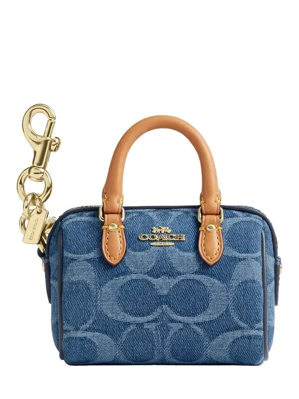 COACH OUTLET Mini Rowan Bag Charm In Signature Denim - Gold/indigo