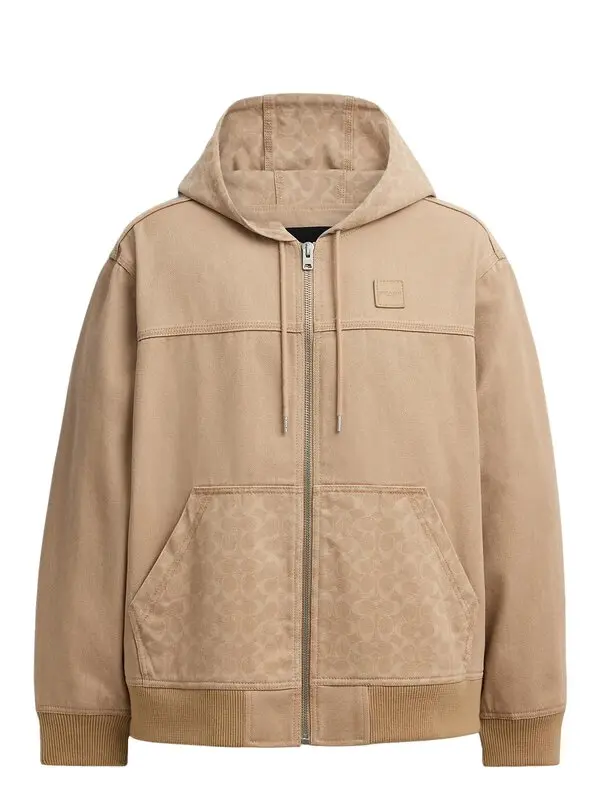 COACH OUTLET Coach Denim Hooded Zip Jacket - Khaki