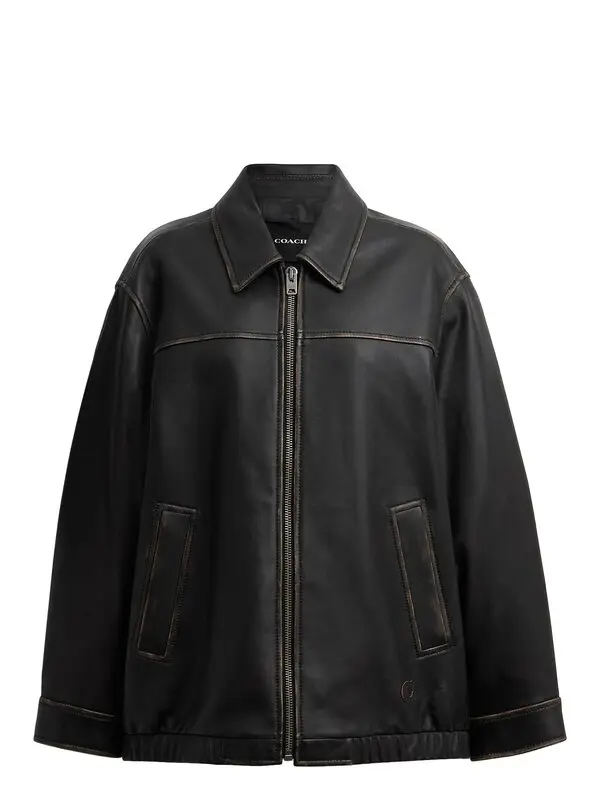 COACH OUTLET Coach Oversized Leather Jacket - Black