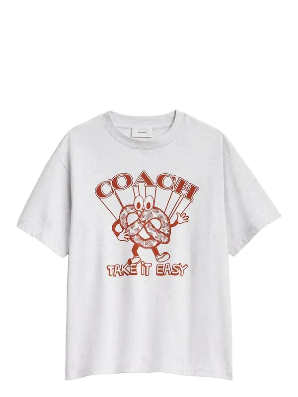 COACH OUTLET Coach Pretzel Relaxed Fit Organic Cotton T-shirt - Heather Grey