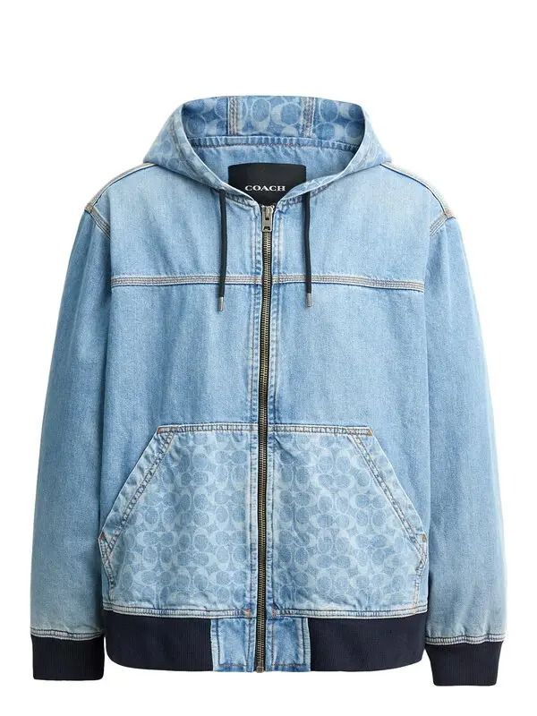 COACH OUTLET Coach Signature Denim Zip Jacket - Medium Wash