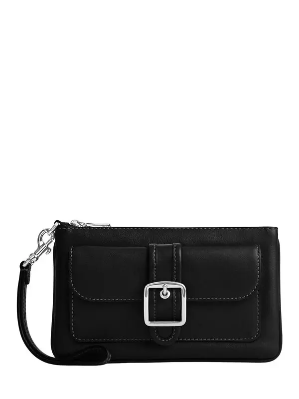 COACH OUTLET Ashton Glazed Leather Wristlet - Silver/black