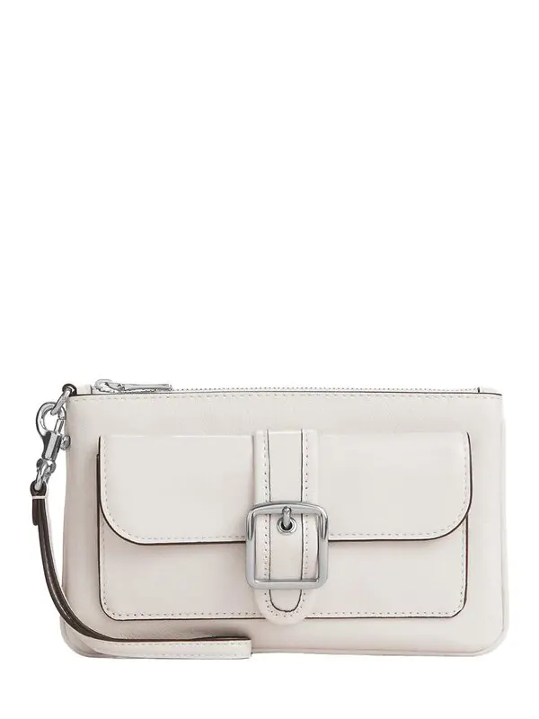 COACH OUTLET Coach Ashton Glazed Leather Wristlet - Silver/chalk