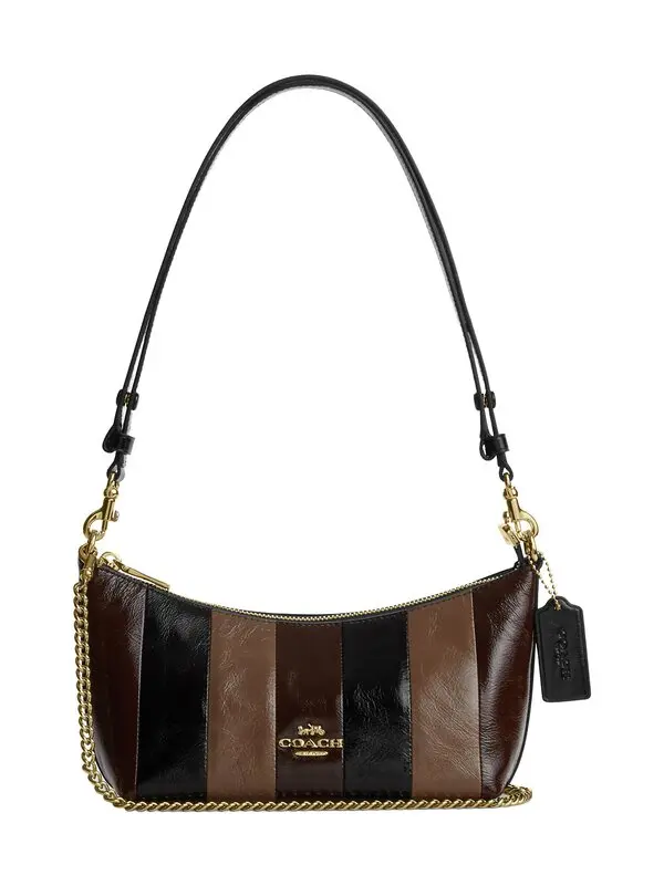 COACH OUTLET Caitlin Shoulder Bag With Striped Patchwork - Gold/black Multi