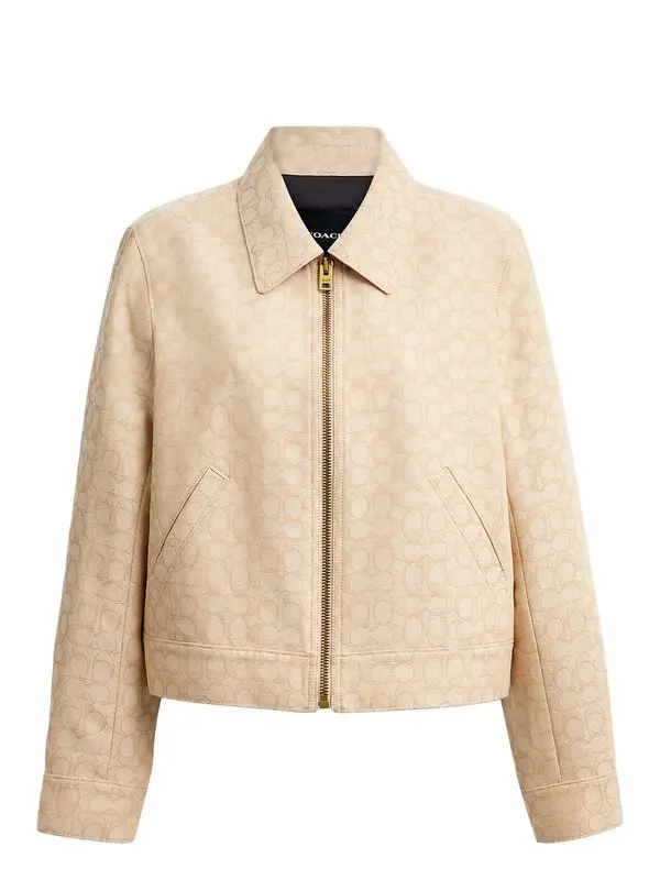COACH OUTLET Coach Signature Zip Front Jacket - Light Khaki