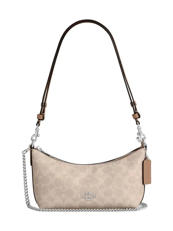 COACH OUTLET Coach Signature Canvas Shoulder Bag With Detachable Straps - Silver/sand/taupe