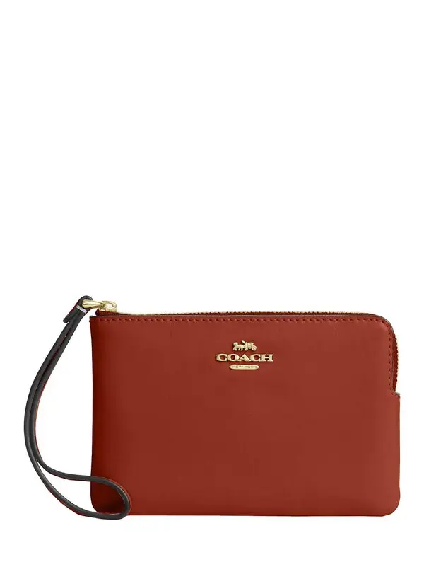 COACH OUTLET Coach Corner Zip Wristlet - Gold/cinnamon