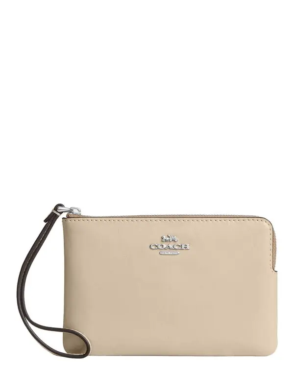 COACH OUTLET Coach Corner Zip Wristlet - Silver/ivory