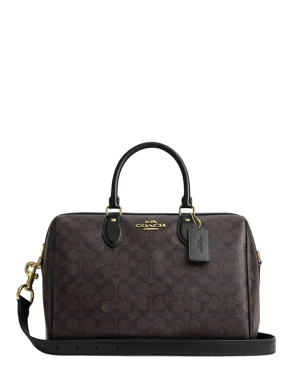 COACH OUTLET Coach Signature Canvas Rowan Large Satchel Bag - Gold/walnut/black