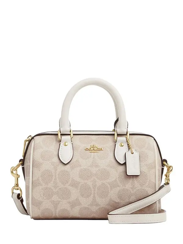 COACH OUTLET Mini Rowan Crossbody Bag In Signature Canvas - Gold/sand/chalk