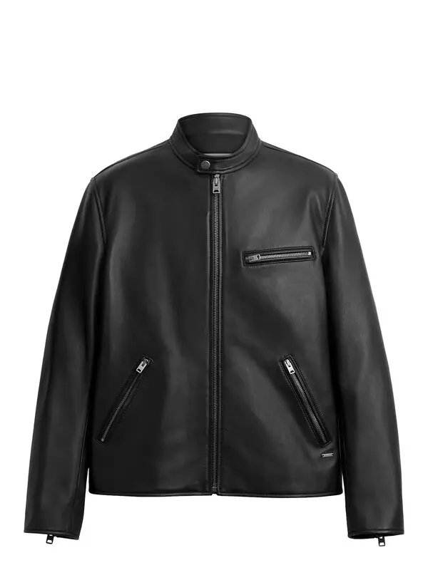 COACH OUTLET Leather Racer Jacket - Black
