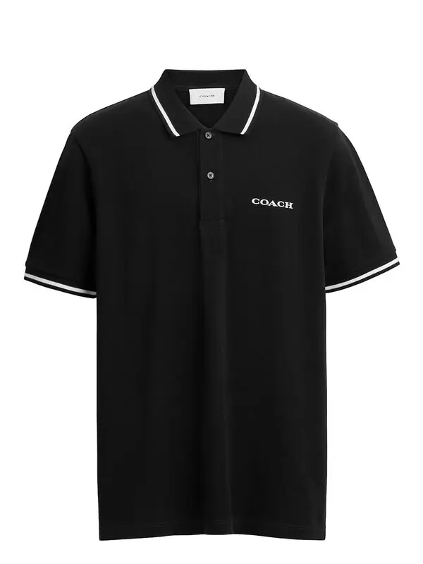 COACH OUTLET Signature Trim Polo In Organic Cotton - Black