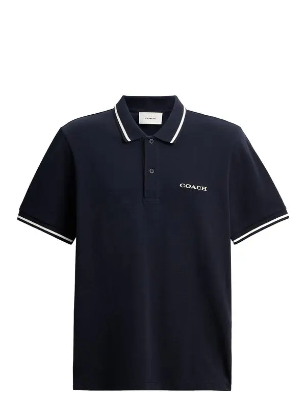 COACH OUTLET Signature Trim Polo In Organic Cotton - Navy