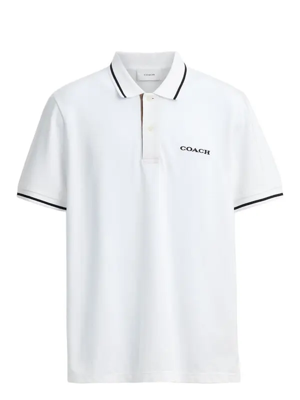 COACH OUTLET Signature Trim Polo In Organic Cotton - White
