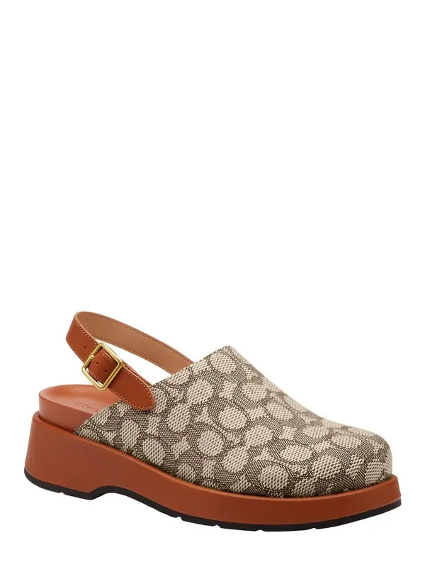 COACH OUTLET Sculpted C Platform Clog In Signature Textile Jacquard - Cocoa/burnished Amber