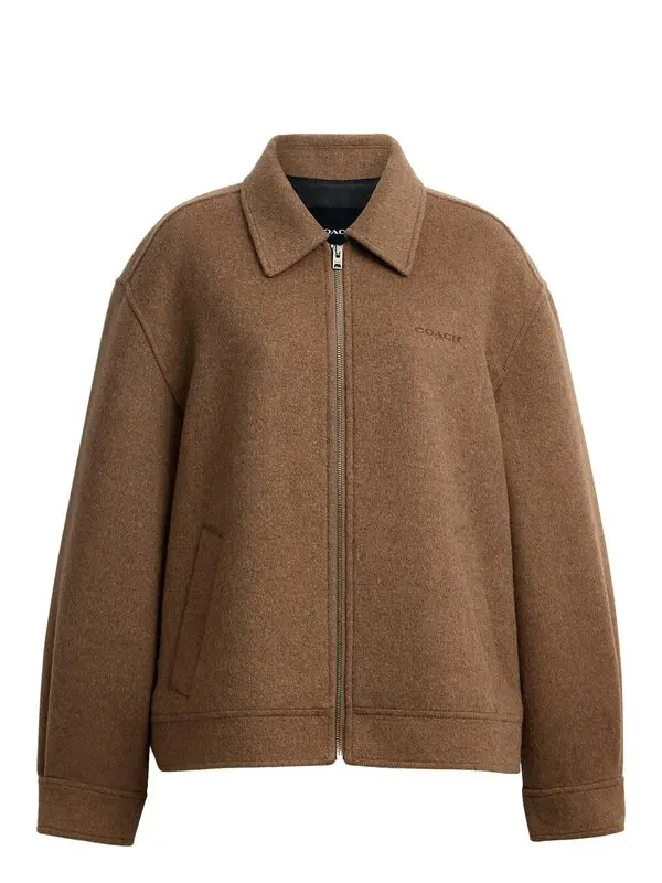 COACH OUTLET Coach Zip Front Wool Jacket - Teddy Bear
