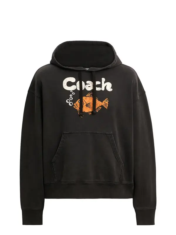 COACH OUTLET Coach Fish Graphic Cotton Hoodie - Black