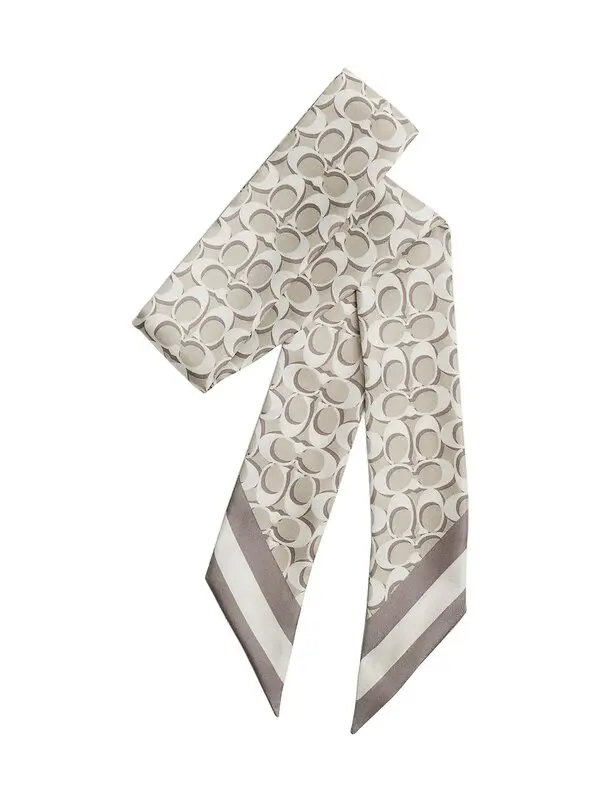 COACH OUTLET Coach Signature Silk Skinny Scarf - Bone