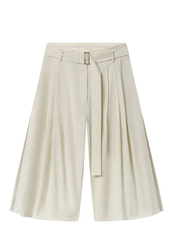 Co Pleated Belted Culottes - Pearl