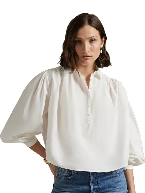 Ralph Lauren Pleated Cotton-silk Blouse - White