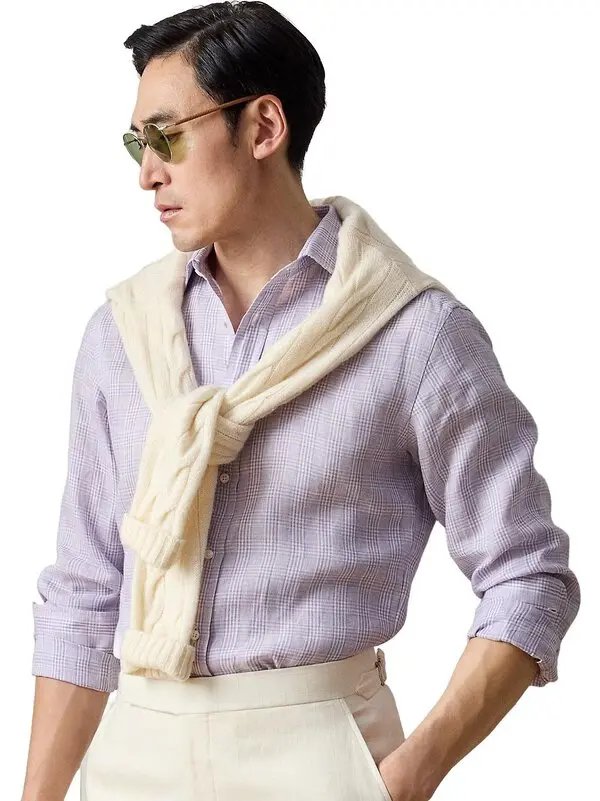 Ralph Lauren Glen Check Linen Shirt - Lavender