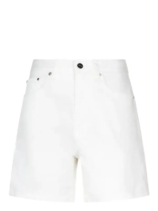 ANINE BING Logo Patch Denim Shorts - Neutrals