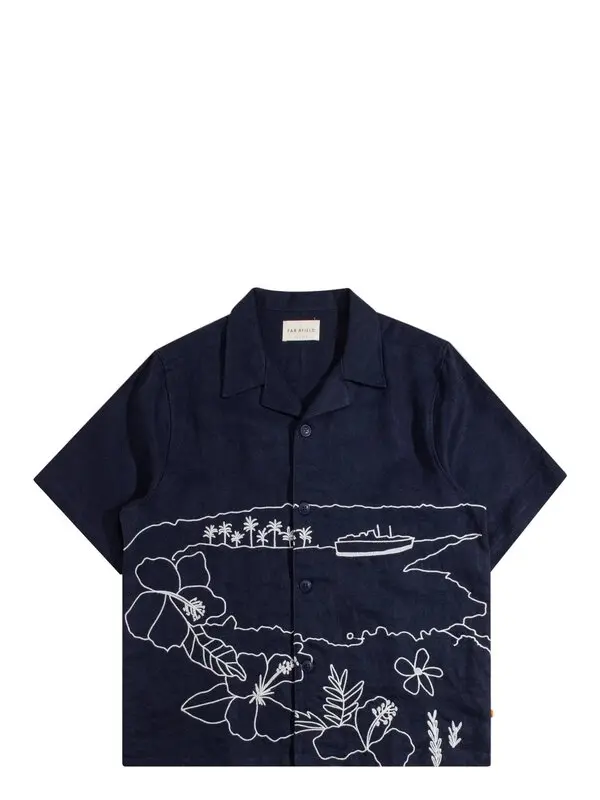 FAR AFIELD Veloso Landscape Shirt Navy - Blue