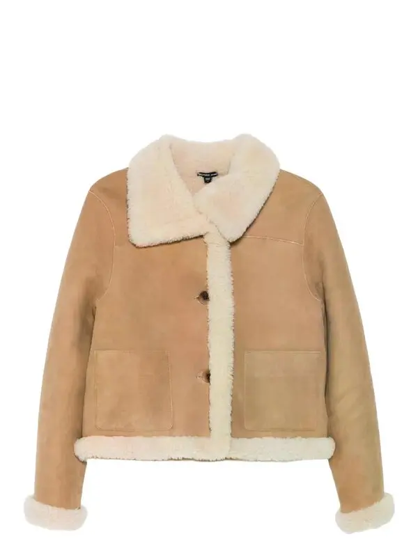 JAMES PERSE Cropped Shearling Jacket - Neutrals