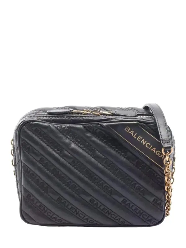 Balenciaga Xs Logo-pattern Shoulder Bag - Black