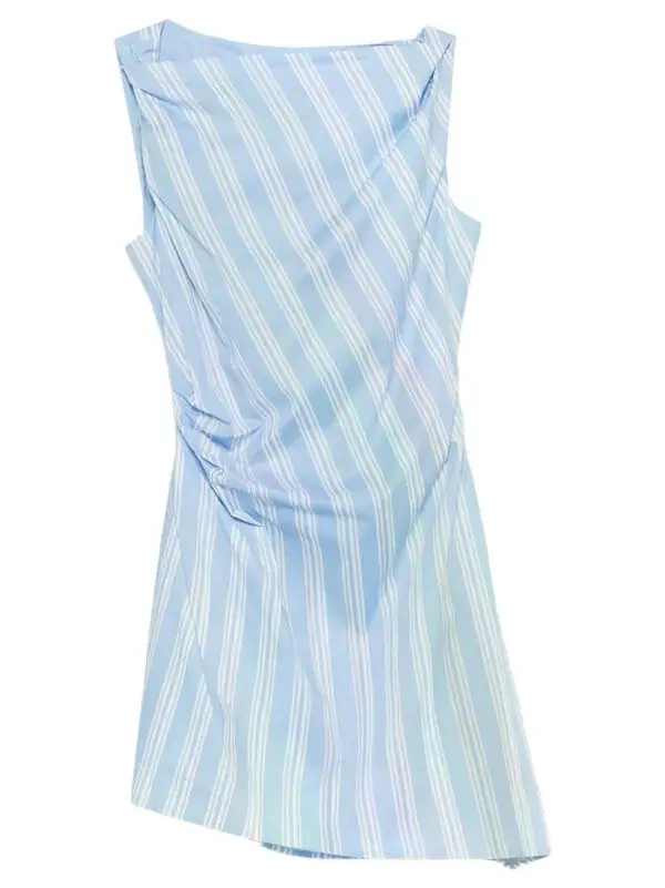 Staud Callie Striped Asymmetric Dress - Blue