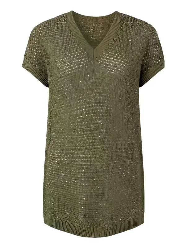 Fabiana Filippi Open-knit Sequin Embellished Top - Green