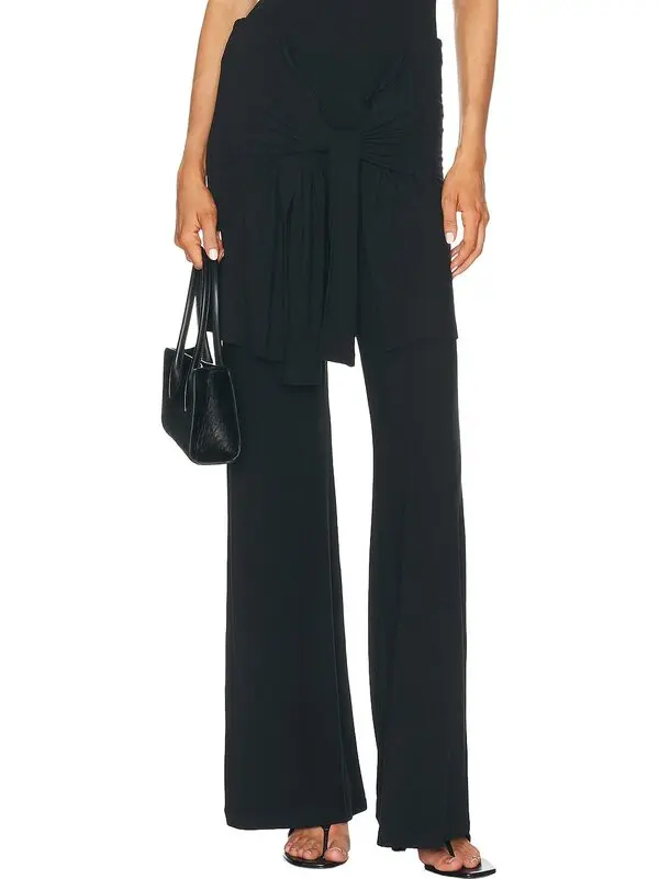 Beaufille Waist Tie Wide Leg Pants - Black