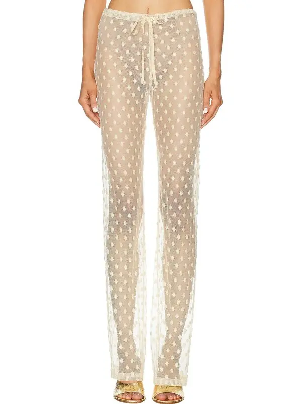 Dries Van Noten Pachas Polka Dot Mesh Pants - Ecru