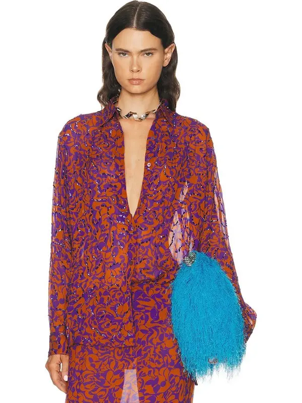 Dries Van Noten Embellished Print Shirt - Orange