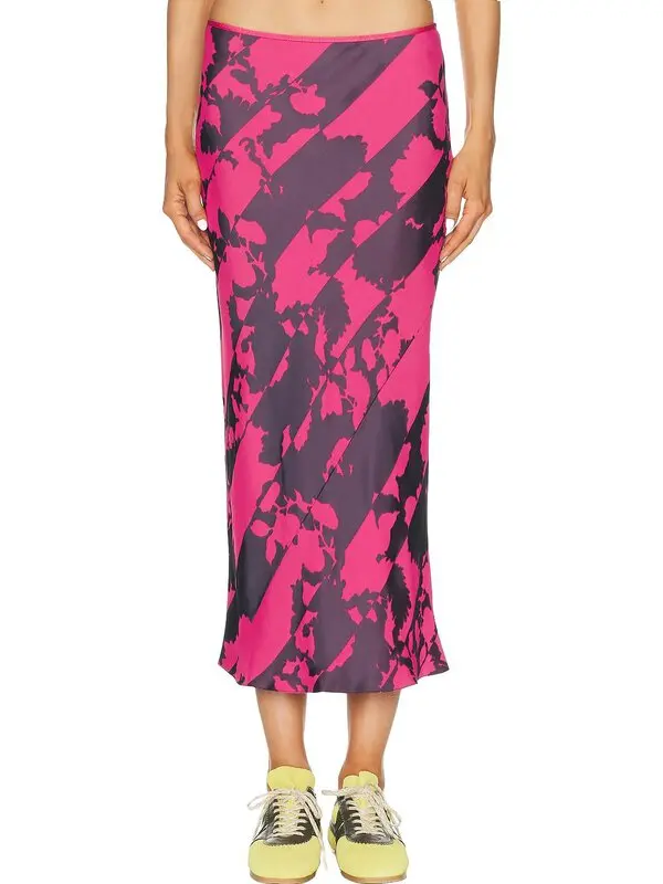 Dries Van Noten Satin Skirt With Floral Print - Fuchsia