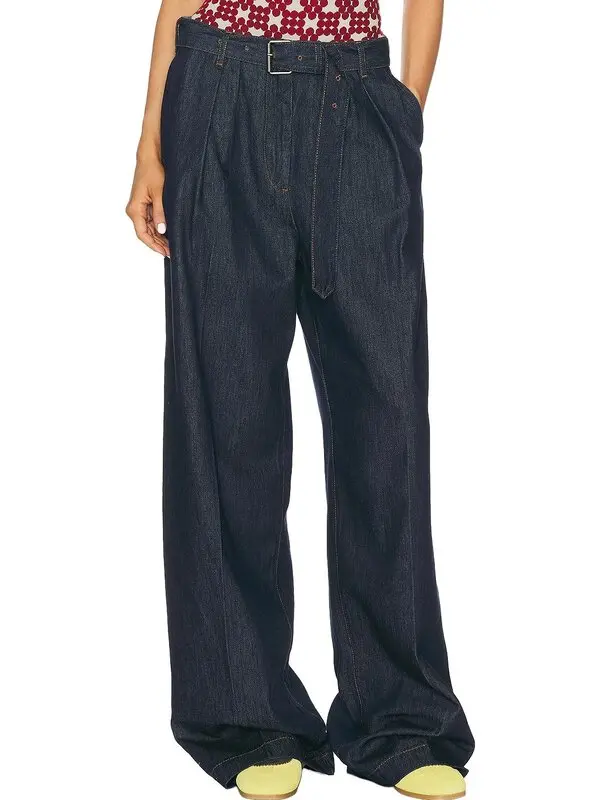 Dries Van Noten Wide-leg Belted Twill Pants - Indigo