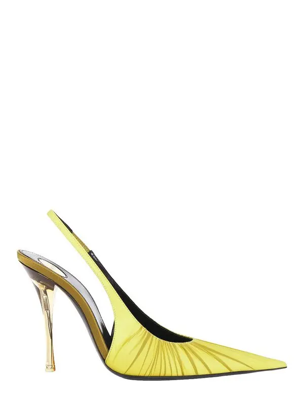 Saint Laurent 37 Slingback Pump With Stiletto Heel - Olive Nite & New Off White