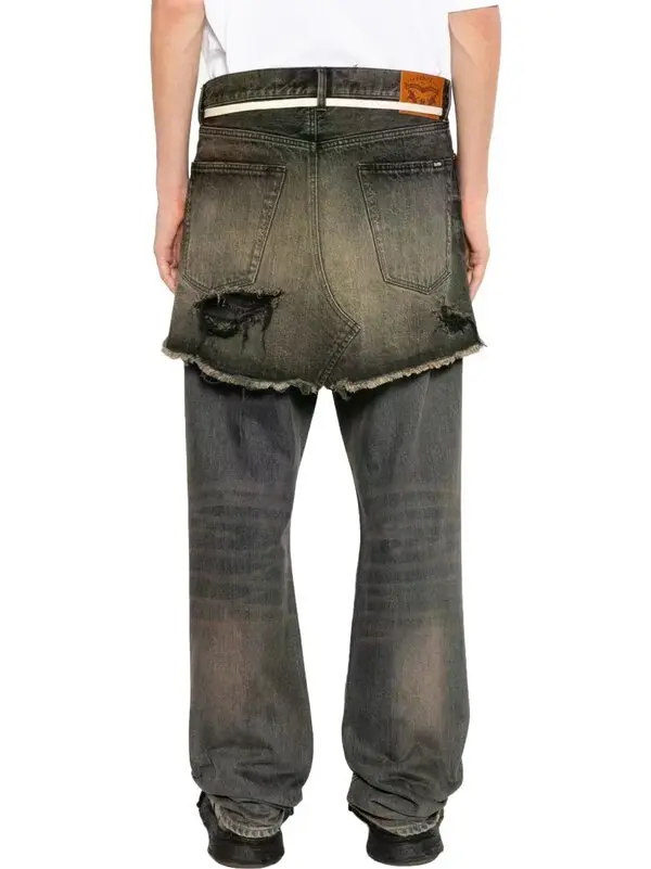 KAMIYA Distressed Frayed-edge Skirt - Black