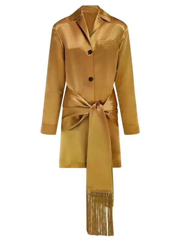 FERRAGAMO Satin Shirt Dress - Brown