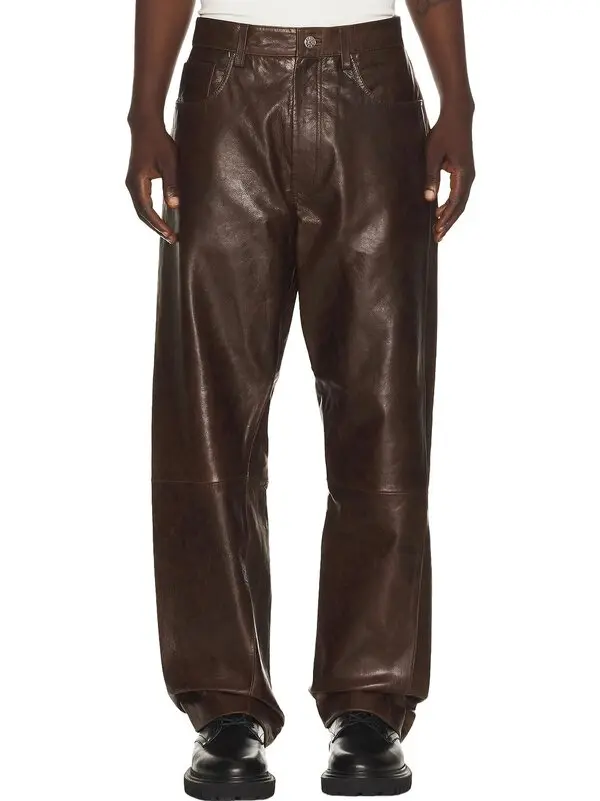 SUNFLOWER Wide Twist Leather Pant - Brown