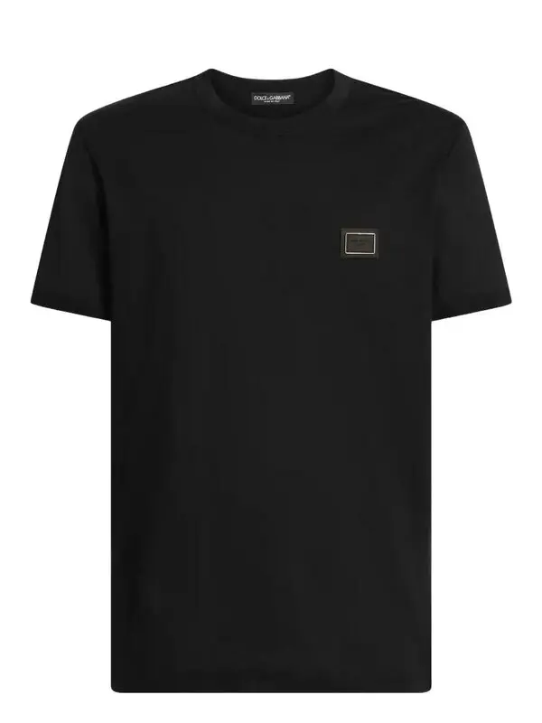 Dolce & Gabbana Cotton T-shirt With Logo Plate - Black