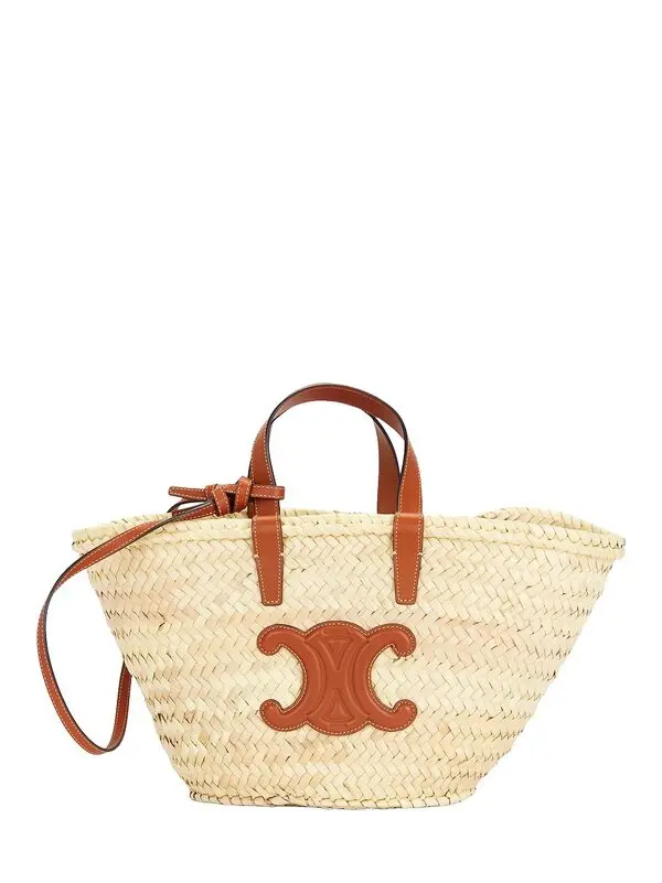 Celine Raffia Triomphe Panier Bucket Bag - Neutral