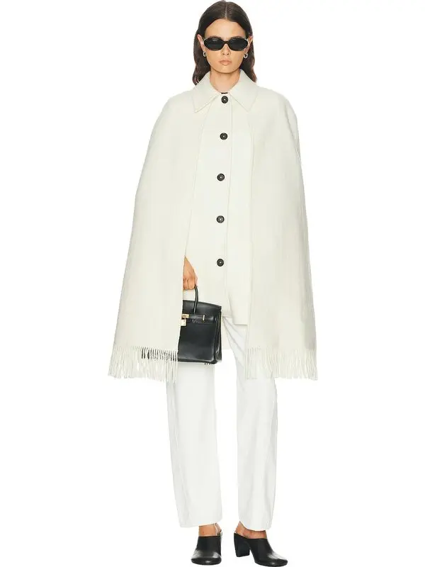 TOTEME Fringe Cape Coat - Winter White
