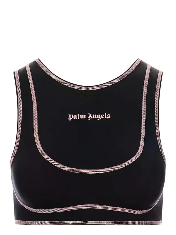 Palm Angels Logo-print Cropped Tank Top - Black