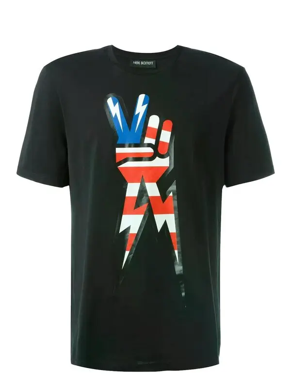 Neil Barrett Peace Sign Print T-shirt - Black