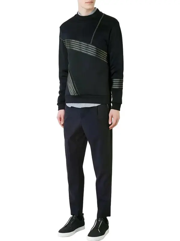 WOOYOUNGMI Striped Trim Sweatshirt - Black