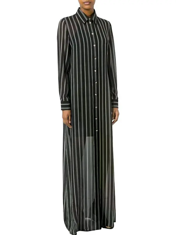 LANVIN Striped Maxi Shirt Dress - Black