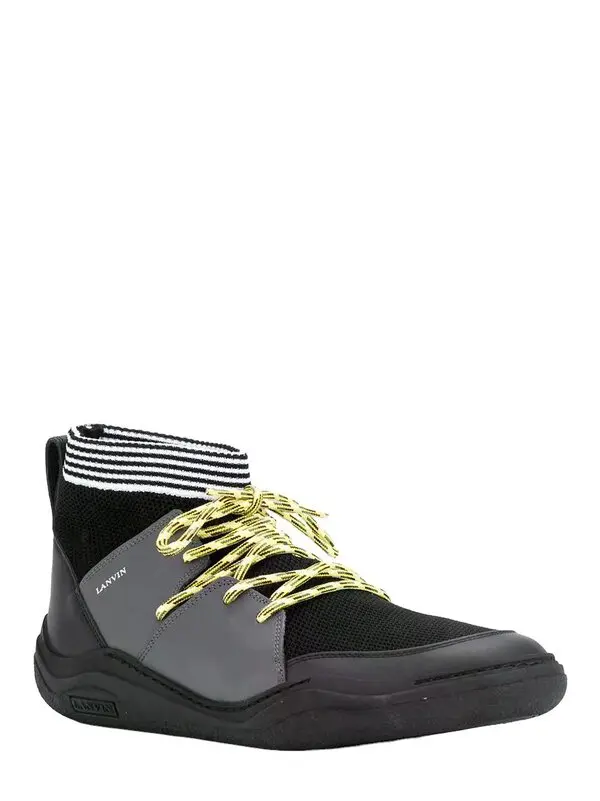 LANVIN Calf Leather And Techno Neoprene Diving Sneakers - Black