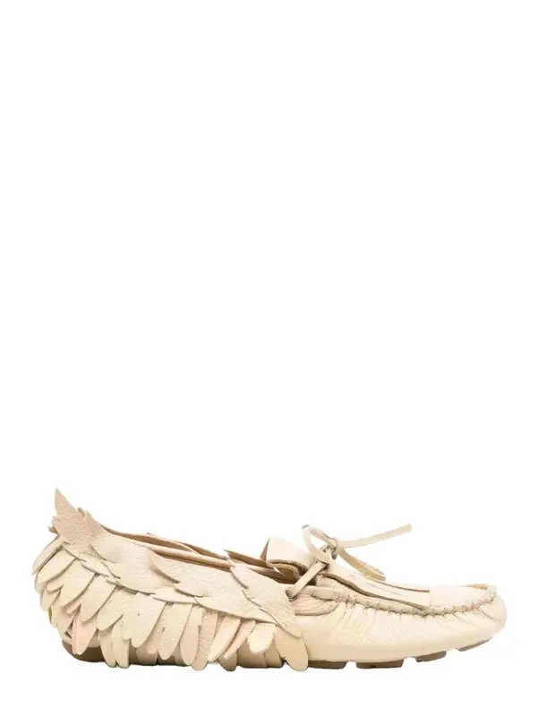 Alberta Ferretti Feather-embellished Fringed Shoes - Neutrals