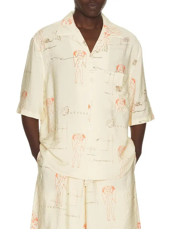 MISBHV Devil & Angel Postcard Shirt In Cream - Multi